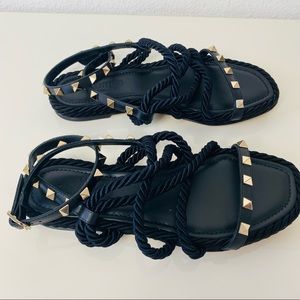 Valentino Garavani | Shoes | Valentino Calfskin Rockstud Torchon Rope ...